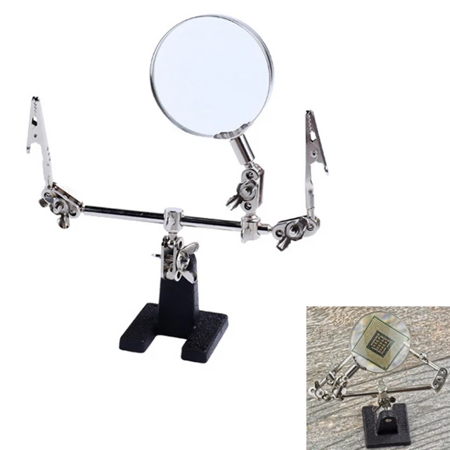 5X THIRD HAND Soldering Iron Stand Helping Clamp Vise Clip Magnifying ...