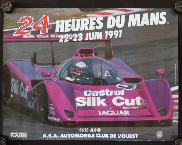 AFFICHE ORIGINALE 24 Heures du MANS 1991 Jaguar ACO poster 27 EUR 25,00 ...