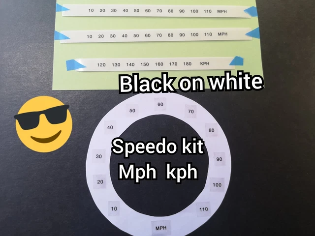SPEEDOMETER SPEEDO KIT Overlay Conversion Stickers Mph Km/h Dials-Black ...