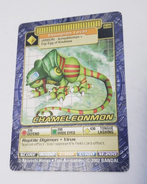 VINTAGE CHAMELEONMON BO-260 Digimon Trading Card Game Rare 2002 Bandai ...