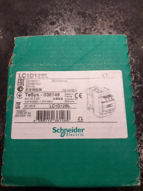 SCHNEIDER LC1D12BL 3 phase Motor Contactor 24vdc coil £30.00 - PicClick UK