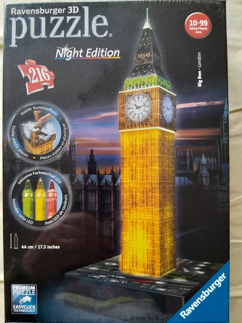 RAVENSBURGER 3D PUZZLE Night Edition BIG BEN LONDON inkl. Farbwechsel ...