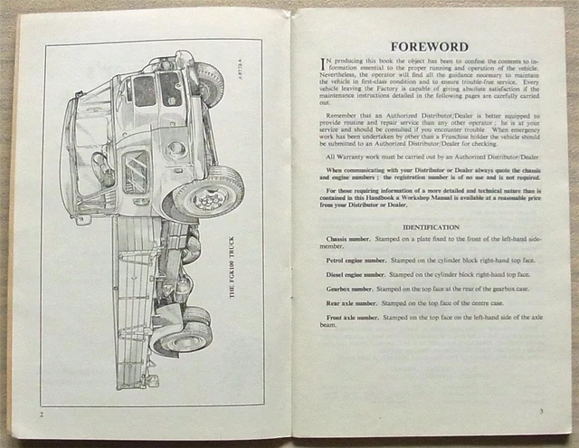BMC AUSTIN MORRIS FG K100 FWD CONTROL Truck Driver’s Handbook Dec 1962 ...
