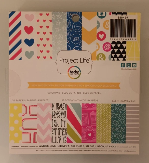 BECKY HIGGINS PROJECT Life 6x6" Paper Pad "High Five Edition" - NEW EUR ...