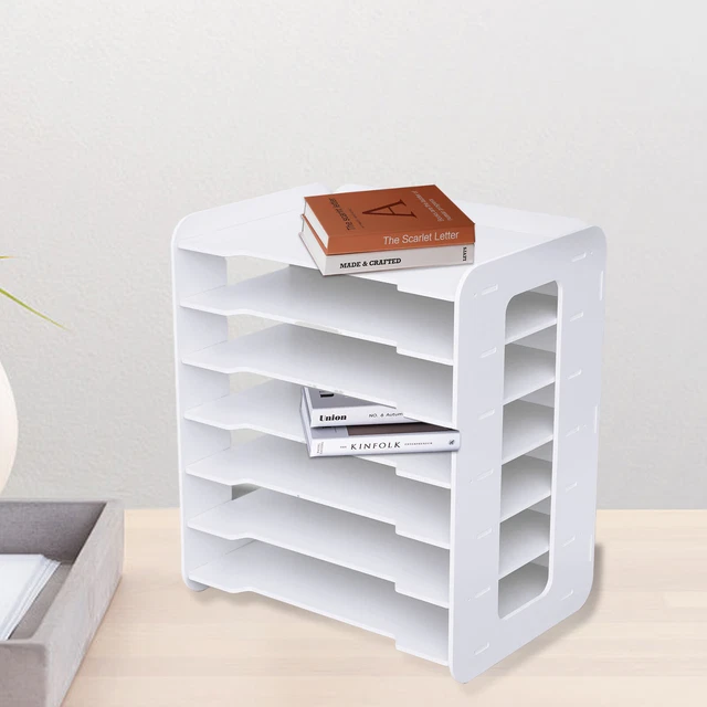 7 TIER DESKTOP Organizer Paper File Holder Document Storage Rack Office ...