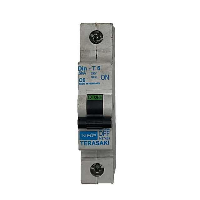 TERASAKI NHP CIRCUIT Breaker C Curve MCB DIN-T6 1P 6A 6KA 675754 ...