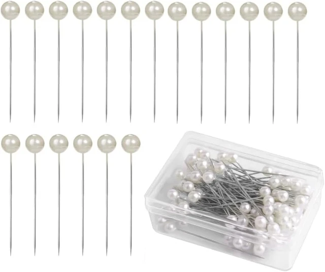 100 PCS SEWING Pins, Ball Head Pins, White round Pearl Headed Pins for ...