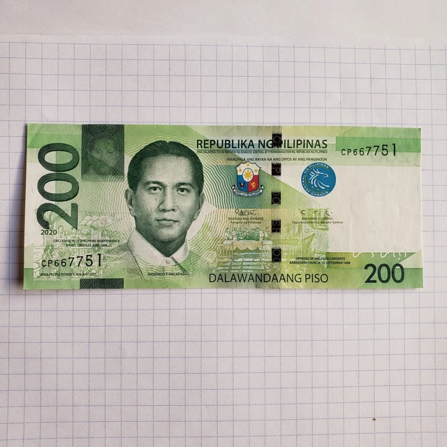 REPUBLIKA NG PILIPINAS 200 Piso Philippines Banknote 2020 $20.00 - PicClick