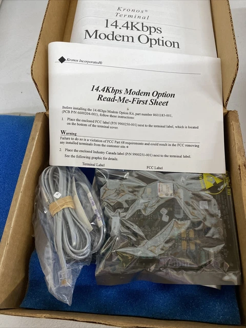 KRONOS 14.4KBPS MODEM Card for 460F Time Clock Terminal - New in Box ...
