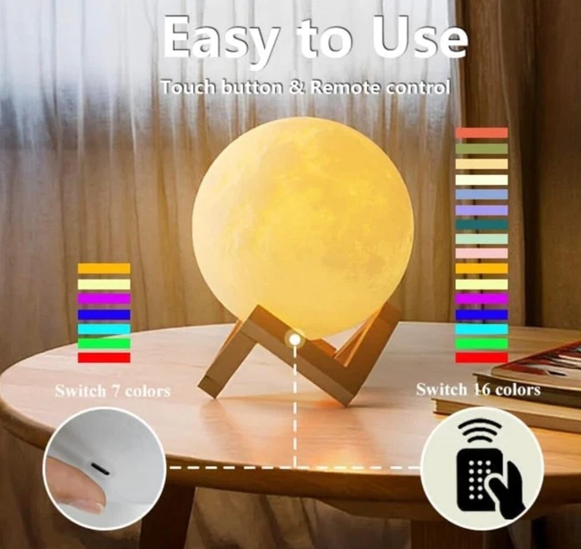 MOON LAMP TOUCH Control Adjustable Brightness, White to Yellow LED ...
