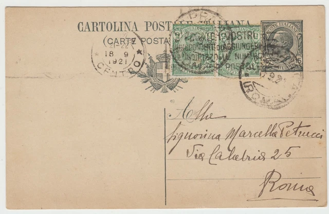 CARTOLINA POSTALE ITALIANA viaggiata 1921 EUR 7,50 - PicClick IT