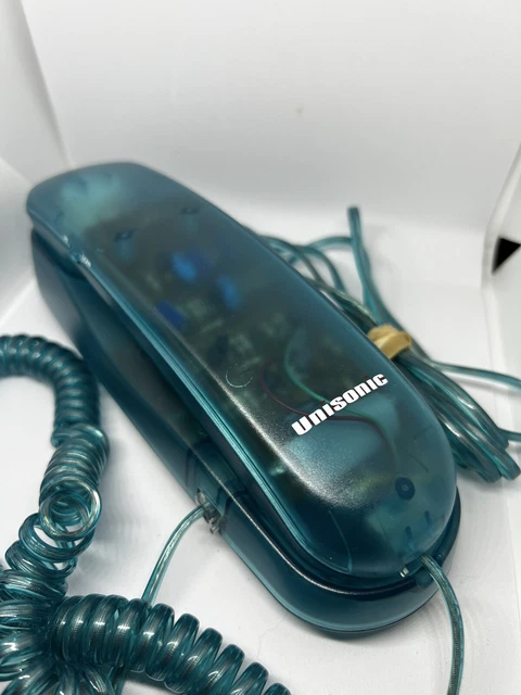 VINTAGE 90’S UNISONIC Phone Clear Blue Green See Through Wall Desk Model 6425 £19.13 - PicClick UK