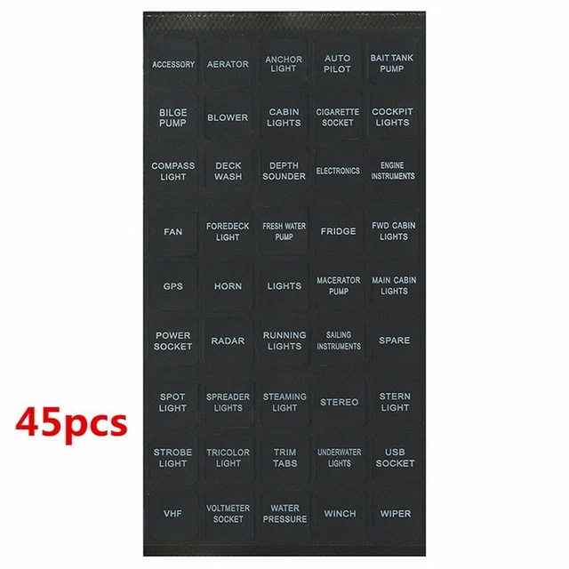 PANEL DECALS HORN POWER SOCKET USB SOCKET WINCH Brand New 15mm(L) X ...