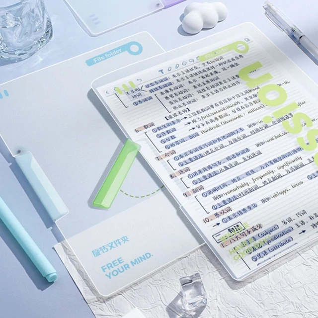 TRANSPARENT A4 FILE Folder Test Paper Storage Clip School Office $8.92 ...