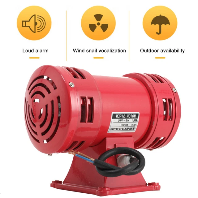 MS-490 MOTOR DRIVEN Air Raid Siren 140dB Metal Horn Double Industry ...