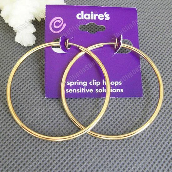 Earrings Large Hoop Large Gold Tone Clip-On Hoop Earrings – Vintage ...