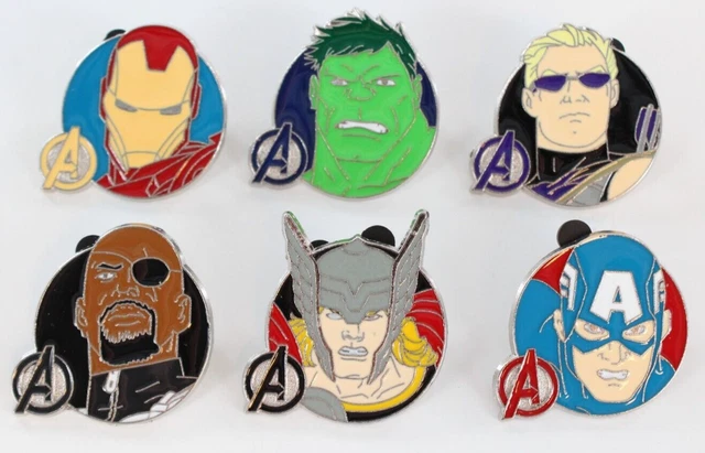 DISNEY MARVEL AVENGERS Assemble Faces - 6 Pin Complete Set - All 6 Pins ...