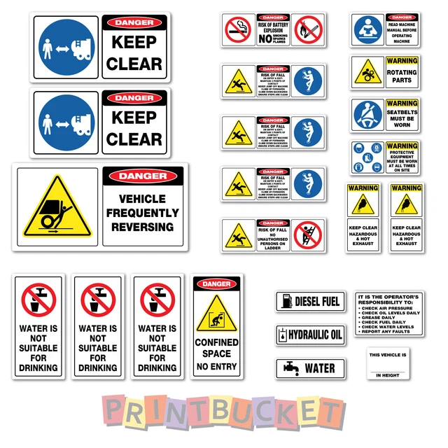 WATER TRUCK RISK assessment safety sticker kit 23 pieces $33.17 - PicClick