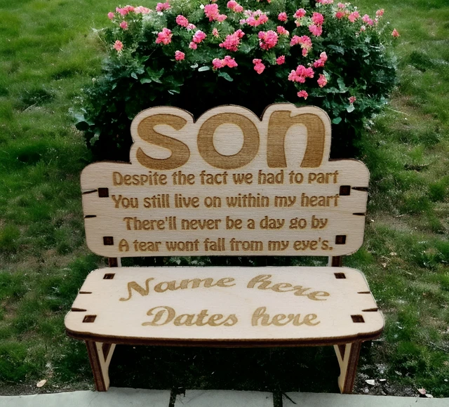 IN LOVING MEMORY son memorial bench funeral remembrance keepsake £7.15 ...