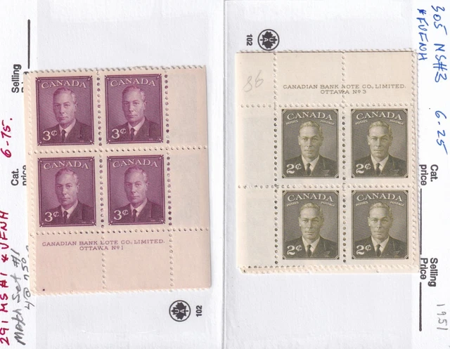 CANADA STAMPS 8 Matched Corner Blocks / #201 & # 305 M.N.H. $6.99 ...
