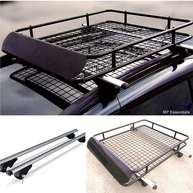 LOCKING ALUMINIUM ROOF Rail Bars & Car Rack Tray for Mitsubishi Pajero ...