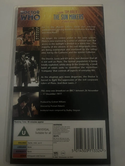 DOCTOR WHO: THE Sun Makers (VHS) Tom Baker £3.29 - PicClick UK