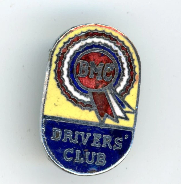 VINTAGE BMC DRIVERS Club enamel badge British Motor Corporation white ...