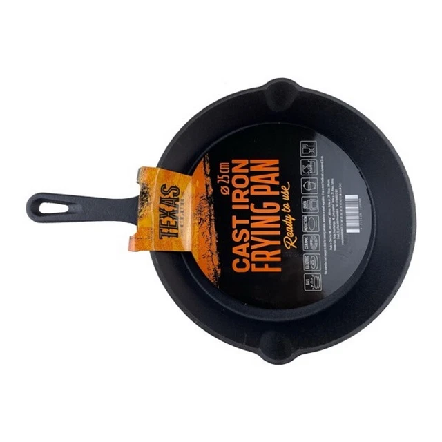 TEXAS CLUB CAST Iron Frying Pan Pre-Seasoned Non-Stick Premium Quality ...