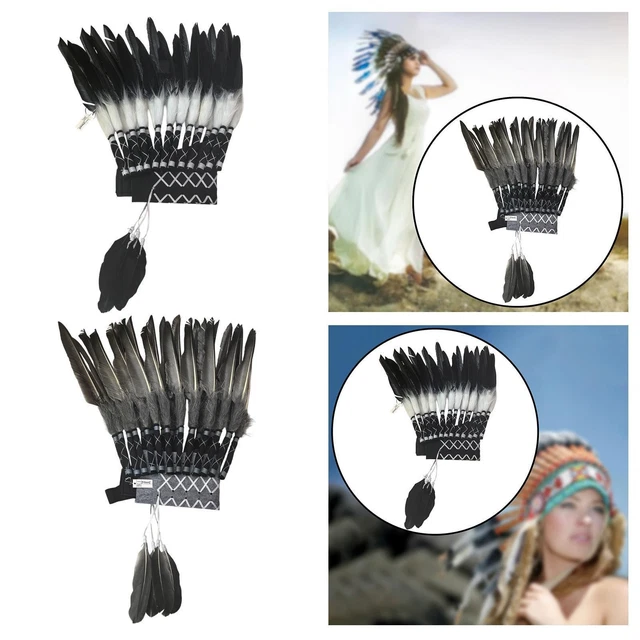 AMERICAN CHIEF INDIAN Feather Headdress Props Headpiece for Holidays ...