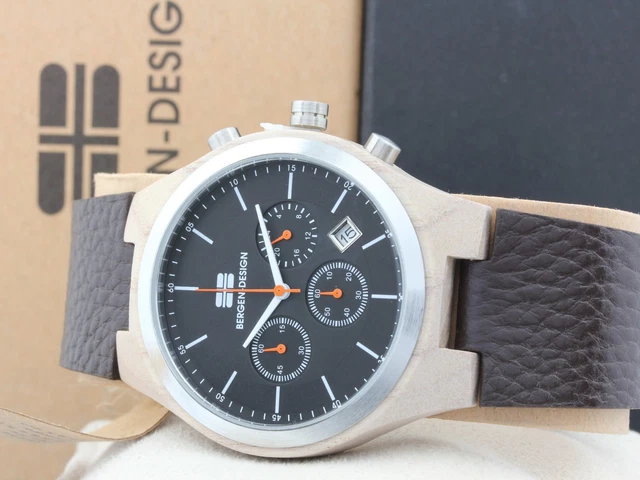 BERGEN-DESIGN AUSGEFALLENE HERRENUHR | Chrono | Modell LÄRAD | ECHTHOLZ ...