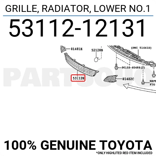 5311212131 GENUINE TOYOTA GRILLE, RADIATOR, LOWER NO.1 53112-12131 OEM ...