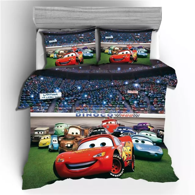 Cars Lightning Mcqueen Single Double Queen King Bed Quilt Cover Set Eur