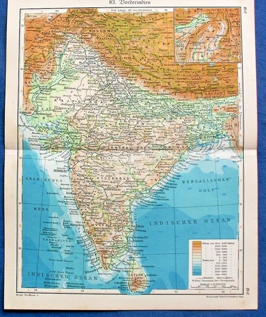 ANTIQUE 1931 ASIA POLITICAL MAP Geographic Map Original Book ...