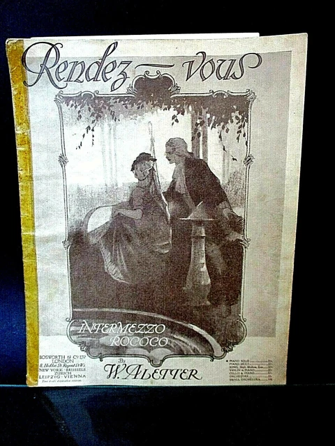 VINTAGE SHEET MUSIC - "Rendesvous" Intermezzo Rococo - By W. Aletter ...