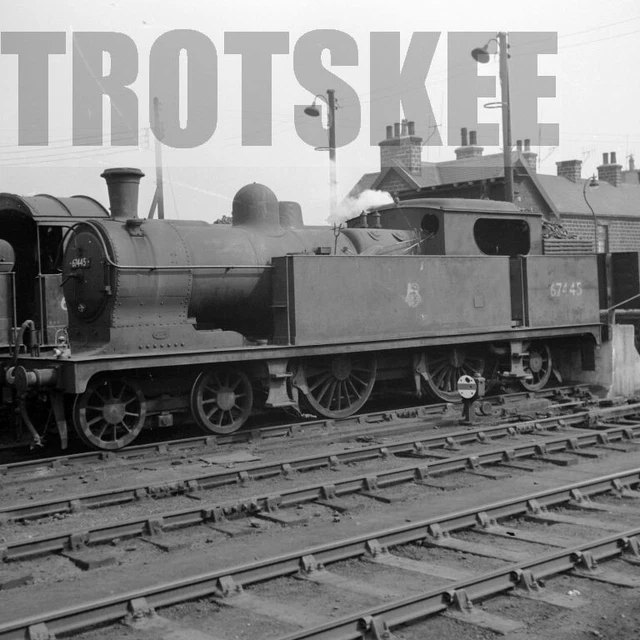 LARGER NEGATIVE BR British Railways Steam Loco 67445 Class C14 Barnsley ...