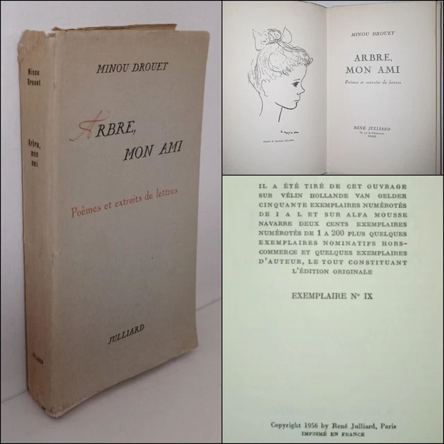 MINOU DROUET. ARBRE, mon ami Poèmes et lettres. 1956. EO 1/50 EX. DE ...