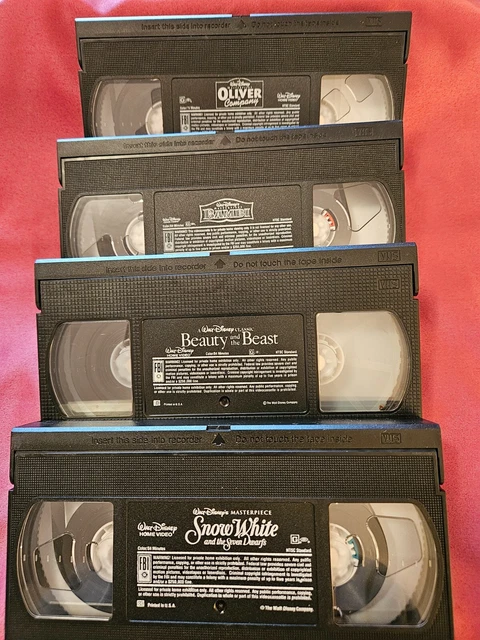 4 VINTAGE DISNEY VHS Tapes * Snow White * Beauty & Beast * Oliver ...