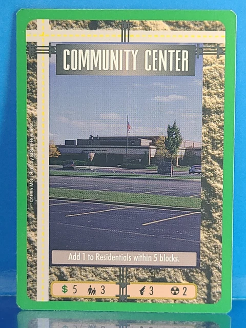 1995 SIM CITY The Card Game City Services Card COMMUNITY CENTER $8.99 ...