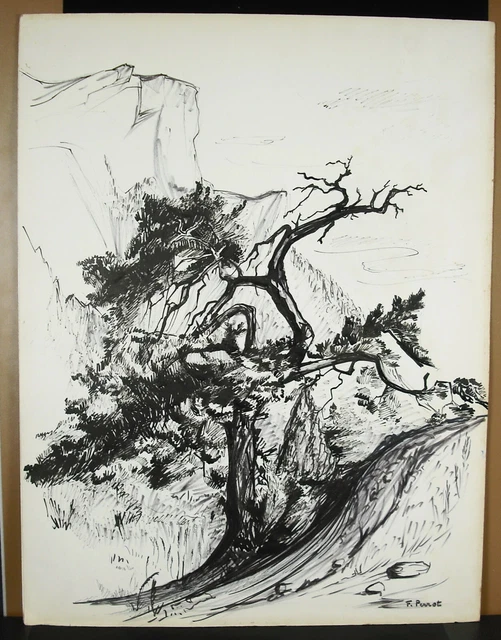 FRANCINE PERROT DRAWING 1970 Dolomites Massif The Sella Group Italy 50 ...