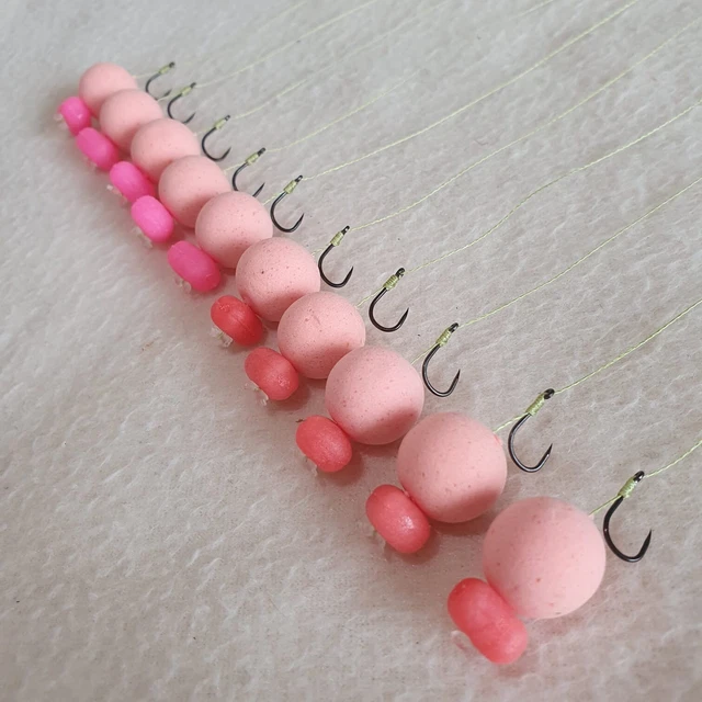 10 X HAIR RIGS PRELOADED WITH 15mm TIGER NUT RED AMO POPUPS DYNAMITE ...