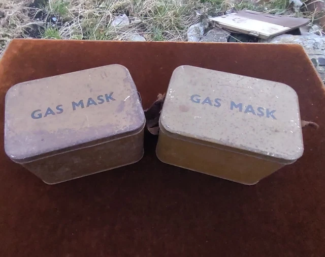 WW2 GAS MASK Respirator Container Carry Tins Blitz ARP Air Raid NO ...