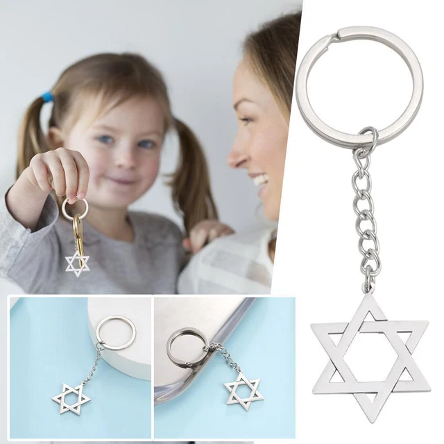 STAINLESS STEEL STAR of David Hexagram Jewish Star Keyring O6K5 £2.95 ...