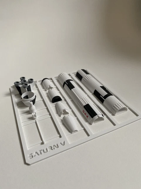 SATURN V ROCKET 3D Printed Model Kit Card | Easy Assembly | 22cm Tall ...