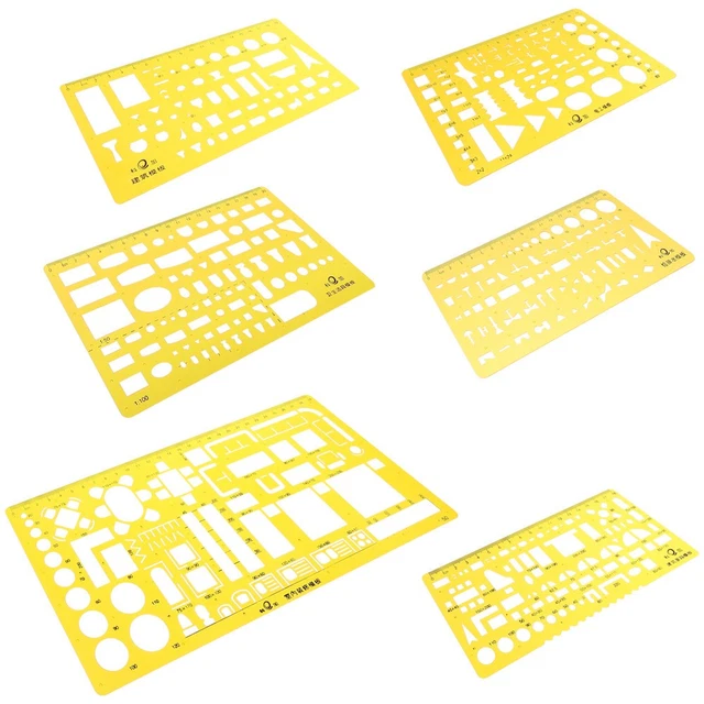 6 PCS MULTI-FUNCTIONAL Measuring Ruler Drafting Tools Drawing Templates ...