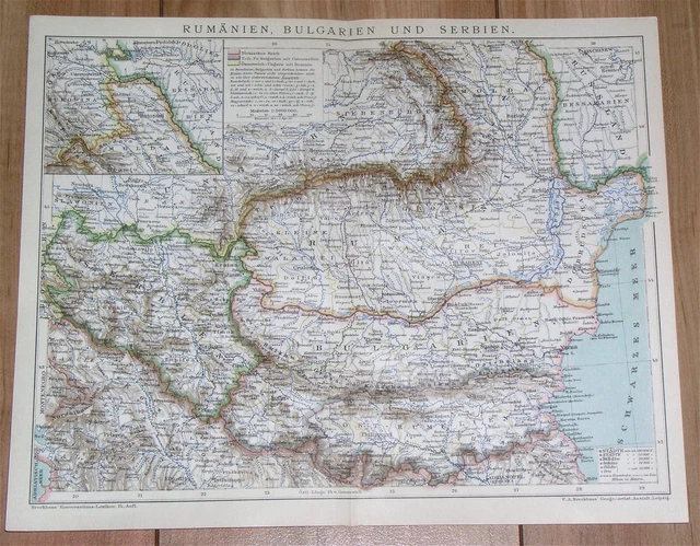 1900 ORIGINAL ANTIQUE Map Of Eastern Rumelia Turkey Bulgaria Romania ...