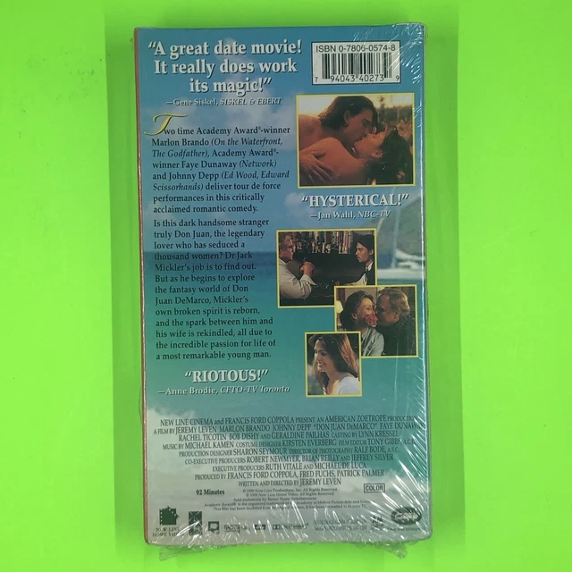DON JUAN DE Marco VHS 1995 Johnny Depp Marlon Brando New Sealed NIP £20 ...
