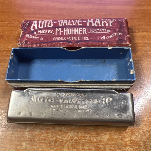 VINTAGE M HOHNER auto-valve Harp Harmonica Germany in Original Box $75. ...