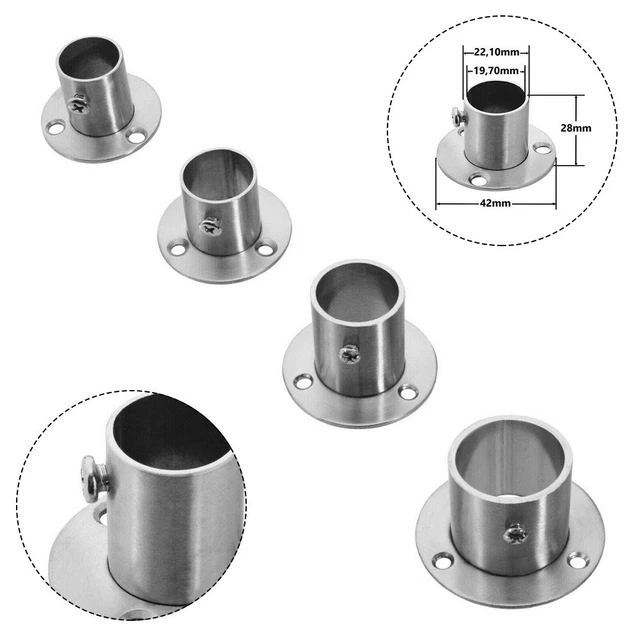 THICKEN STAINLESS STEEL Wall Flange Anchor Secure Attachment for Round ...