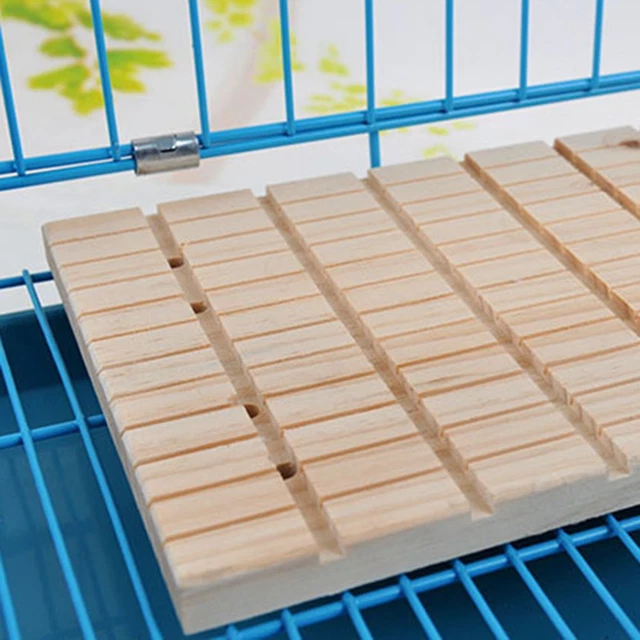 PET HAMSTER WOODEN Claws Scratching Board Square Grooves Grinding Claws ...