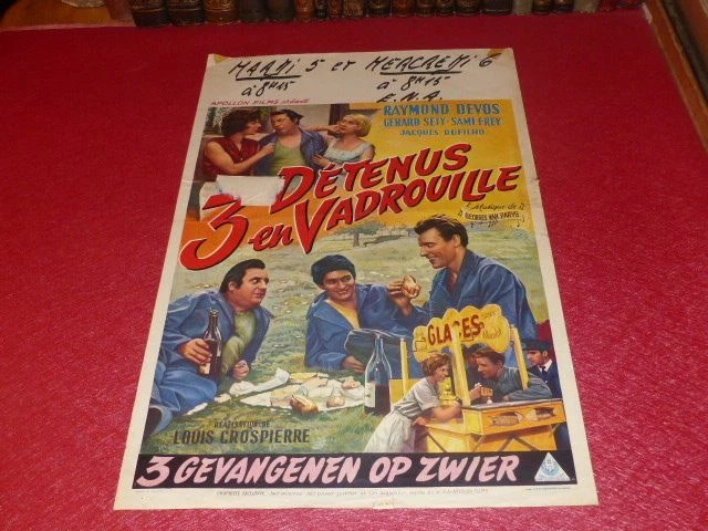 CINEMA POSTER ORIGINAL Belgian 3 Inmates - IN Mop Raymond Devos Frey ...